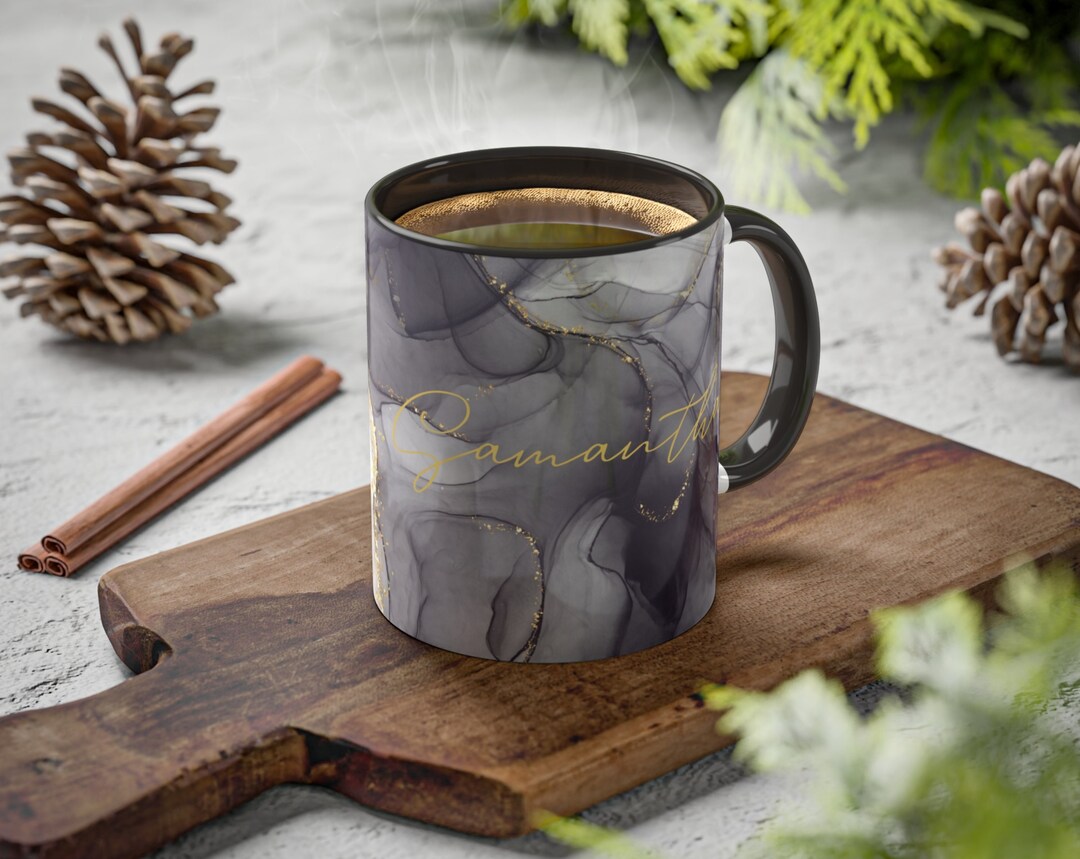 Black Gold Marble Mug | Custom Name Coffee Cup | Personalized Mug | Tea ...