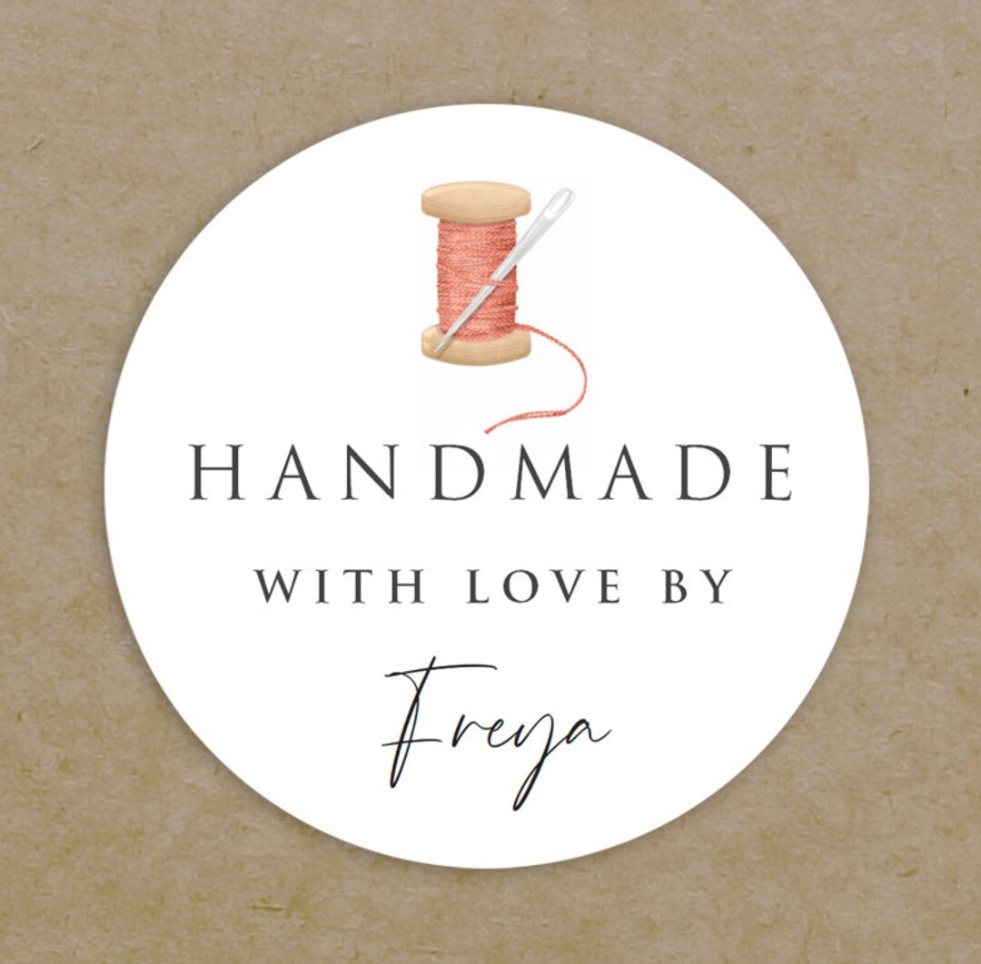 Handmade With Love Circle Labels Self Adhesive Printed Round Business ...