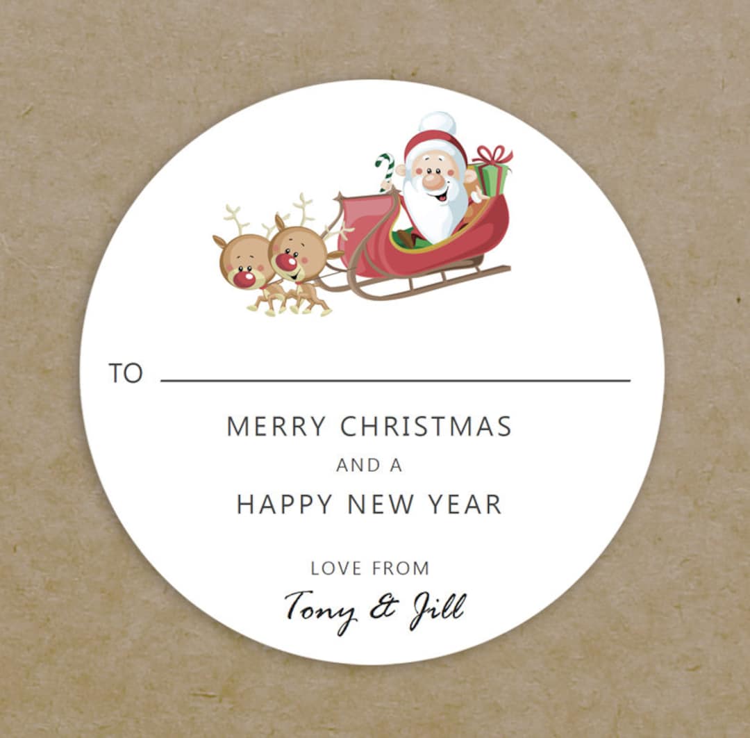Personalised Christmas Labels Xmas Santa Gift Stickers Sticky Festive ...