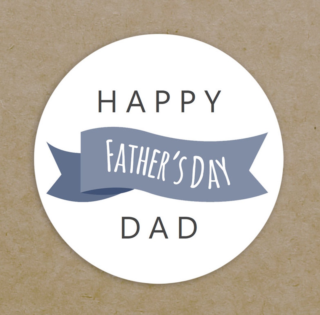Happy Father's Day Circle Labels Printed Personalised Round Stickers - Etsy