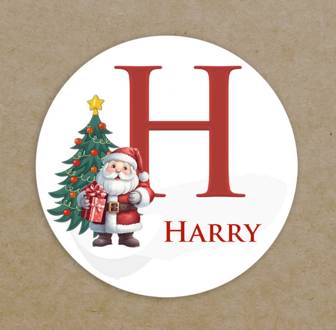 Personalised Christmas Labels - Xmas Initial Name Gift Stickers ...