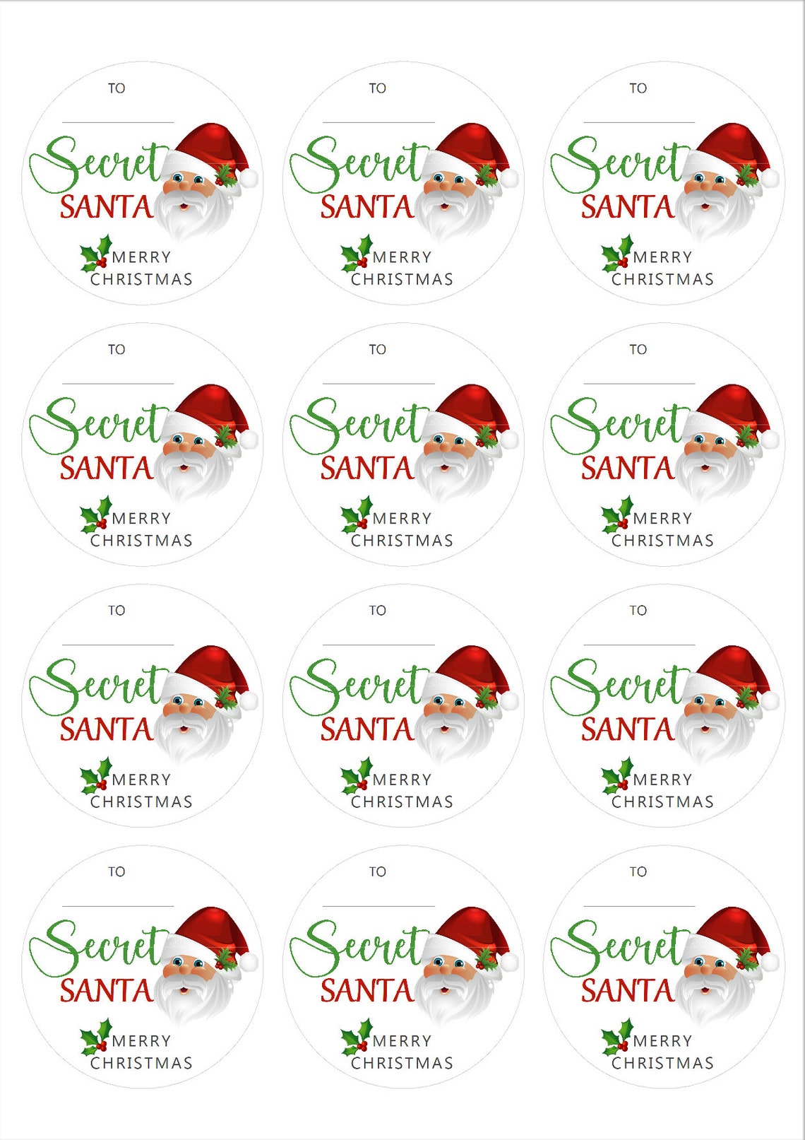 Secret Santa Christmas Labels - Gift Stickers - Sticky Festive Labels ...