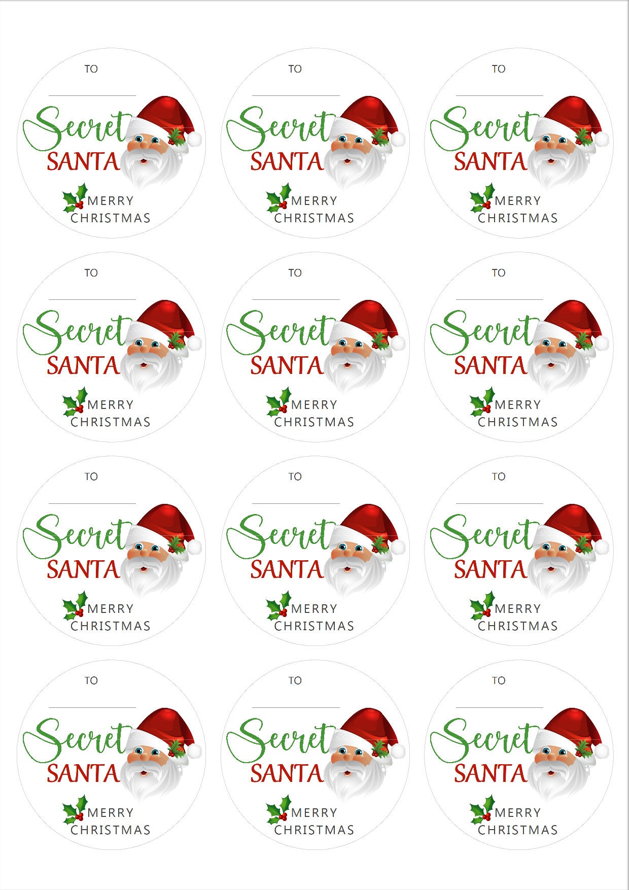 Secret Santa Christmas Labels - Gift Stickers - Sticky Festive Labels ...