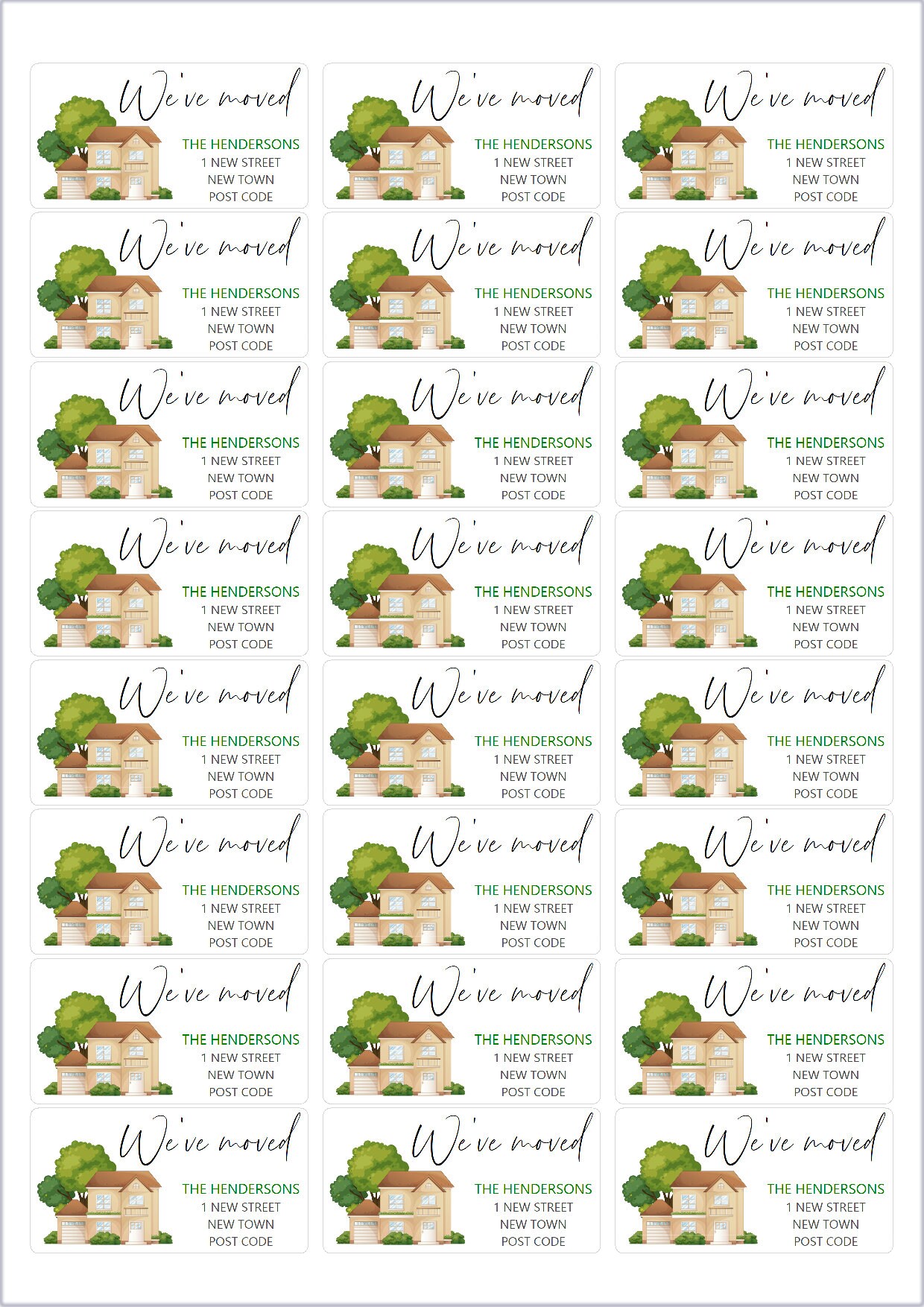 We've Moved Stickers, New Address Labels, Return Address, Address ...