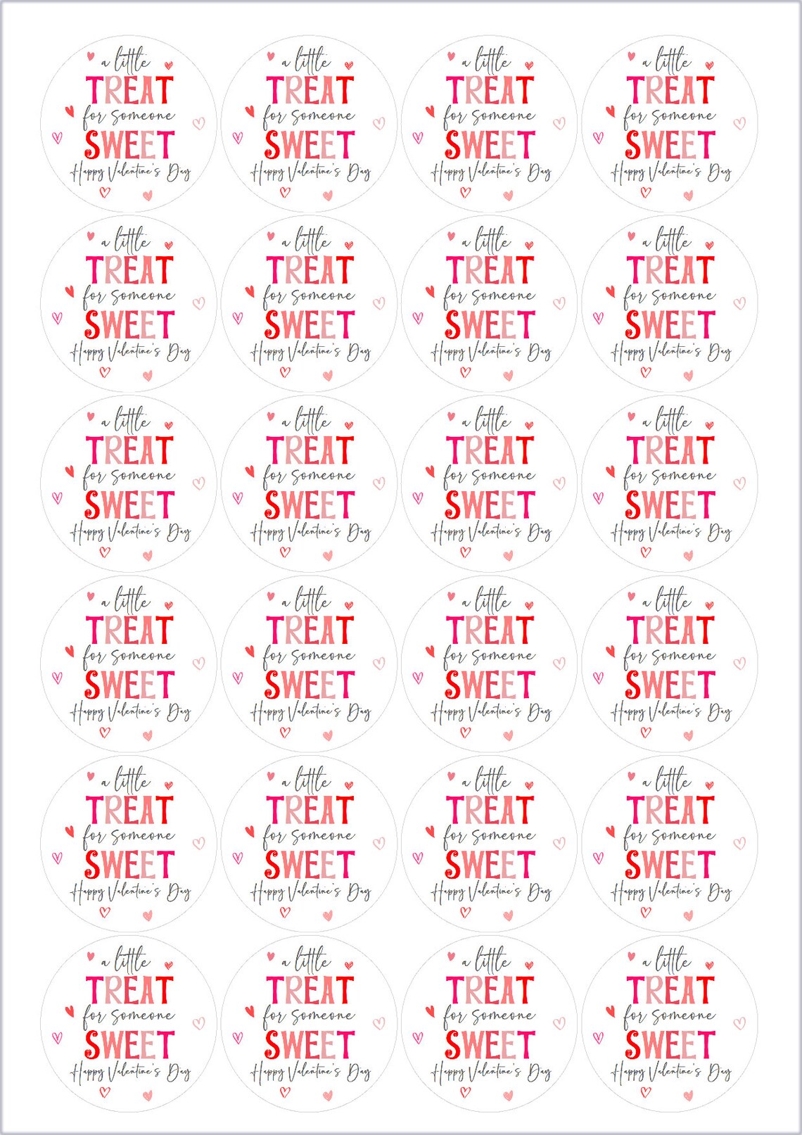 Happy Valentine's Day A Little Treat for Someone Sweet Circle Labels ...