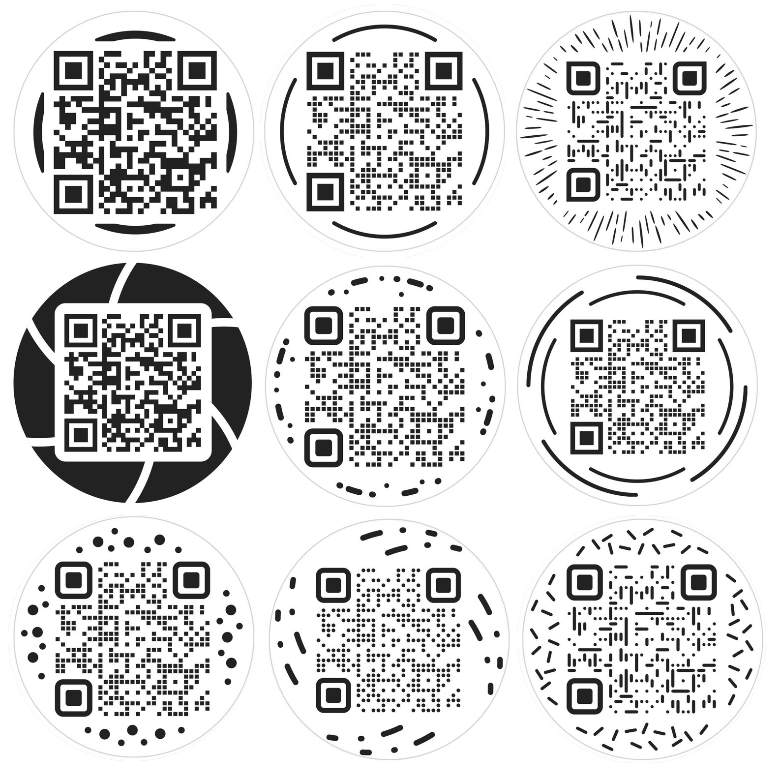 QR Code Circular Printed Stickers Sticky Round Colour Labels Size 37mm ...