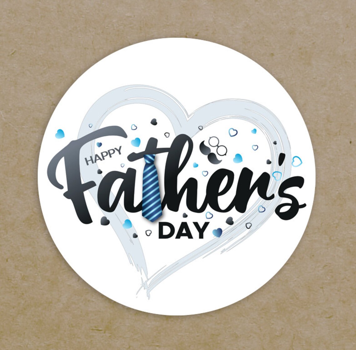 Happy Father's Day Circle Labels Printed Personalised Round Stickers - Etsy