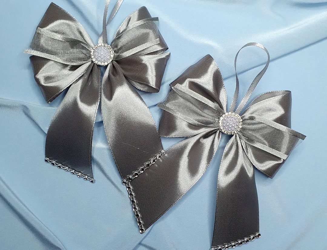 Set of 10 Grey Silk Bows, Handmade Bows, - Etsy