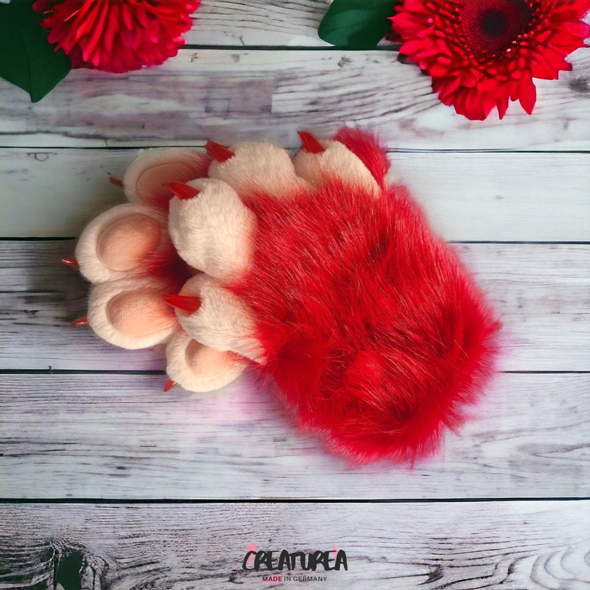 Red Cat Paws Cosplay Animal Paws Furry Paws Fursuit Paws Fluffy Paws ...