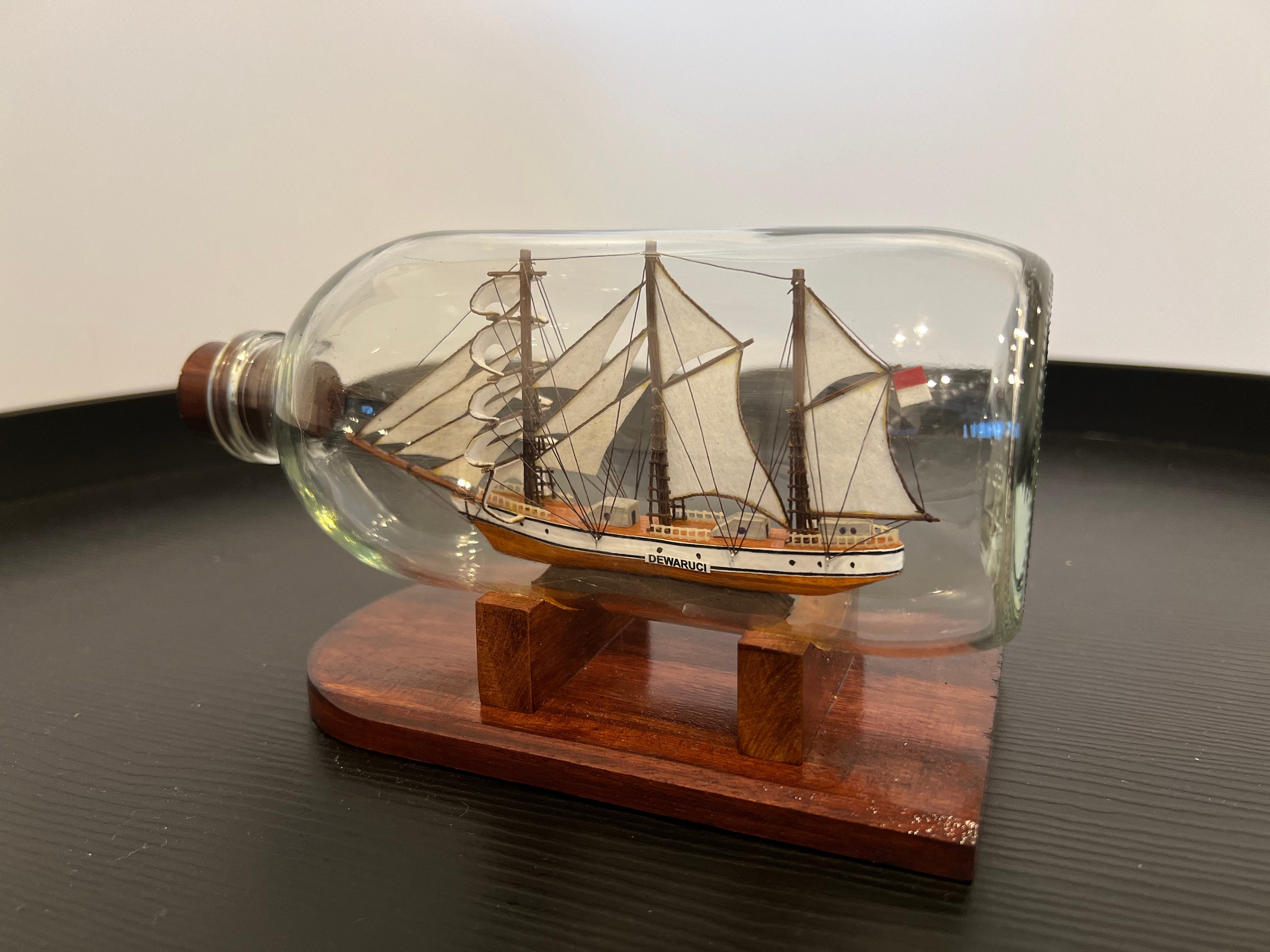 Vintage Handcrafted Ship in A Bottle Nautical Decor Collectible ...