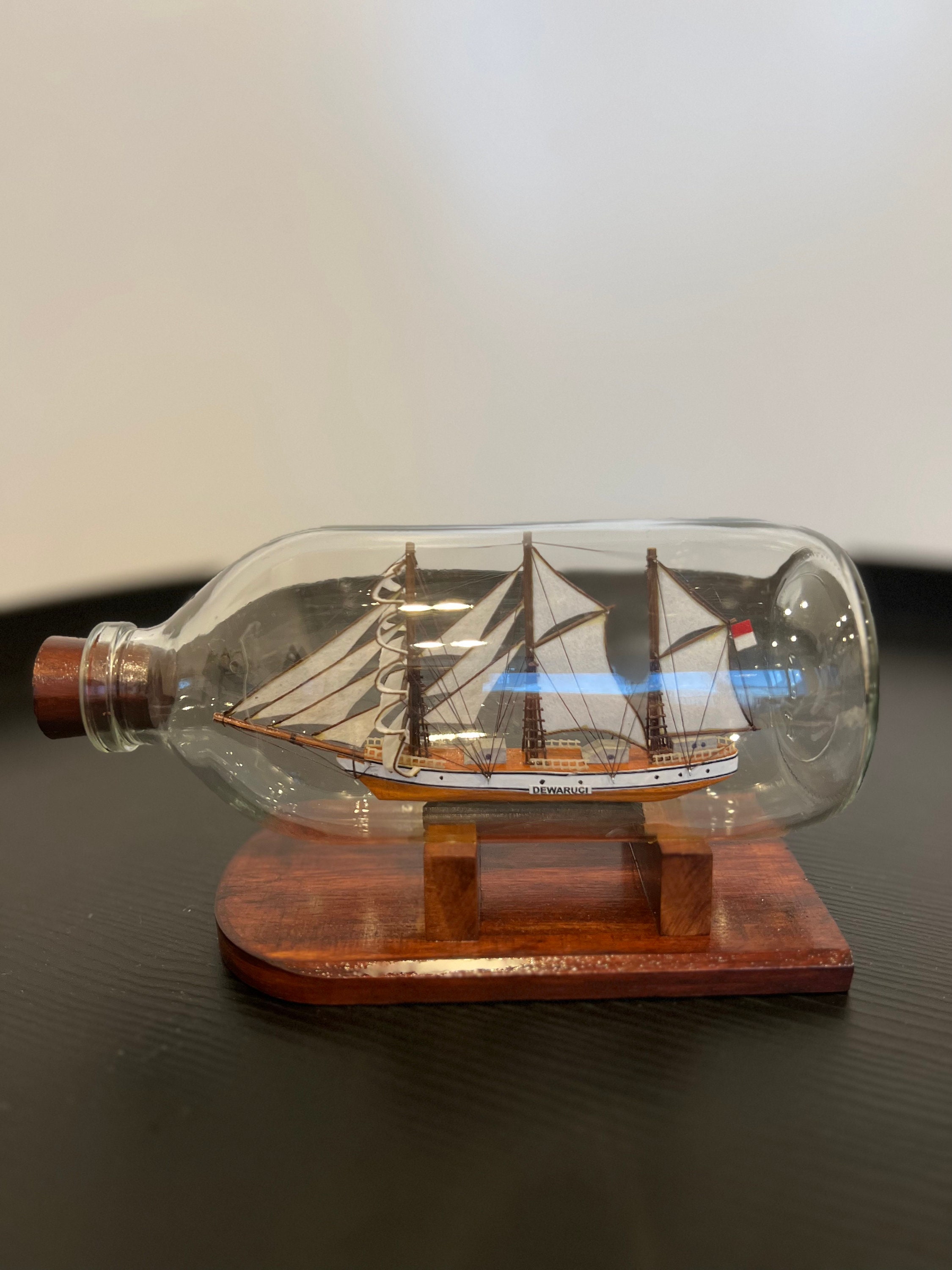 Vintage Handcrafted Ship in A Bottle Nautical Decor Collectible ...
