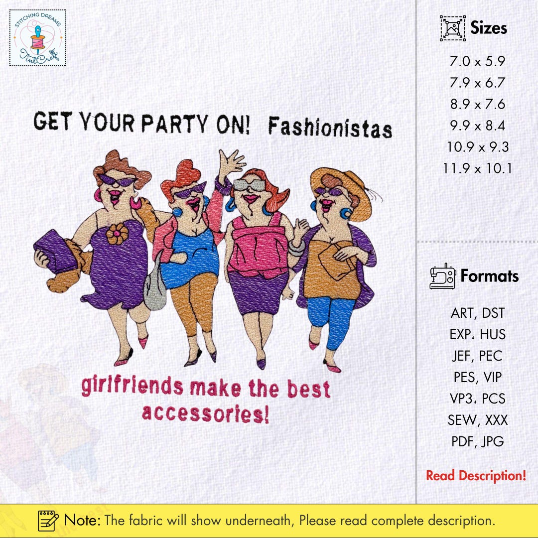 Get Your Party On! Best Friends Machine Embroidery Design Girlfriends ...