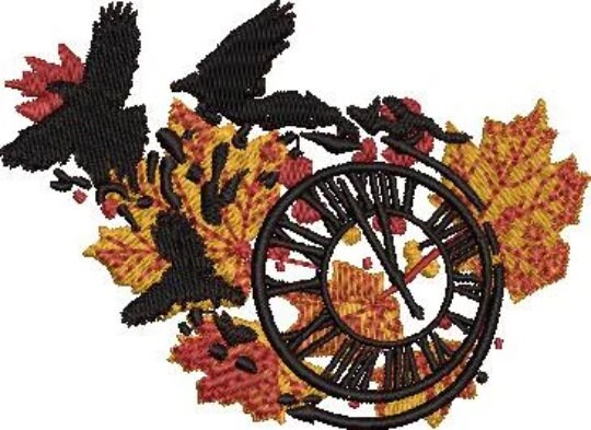 Clock Embroidery Design Fall Birds Clock Art Embroidery Design - Etsy