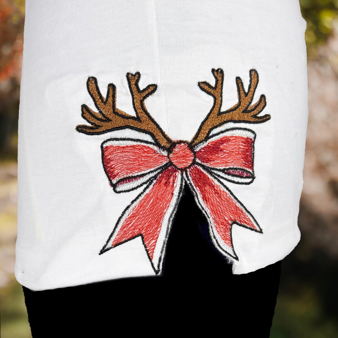 Reindeer Horn Split Bow Machine Embroidery Design Reindeer Horn Machine ...