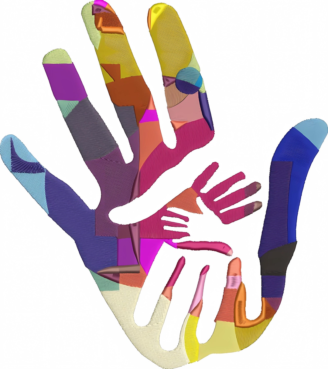 Family Hand Machine Embroidery Pattern Colorful Hand Print Embroidery ...