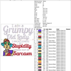 Old Lady Embroidery Design I Am A Grumpy Lady Machine Embroidery ...