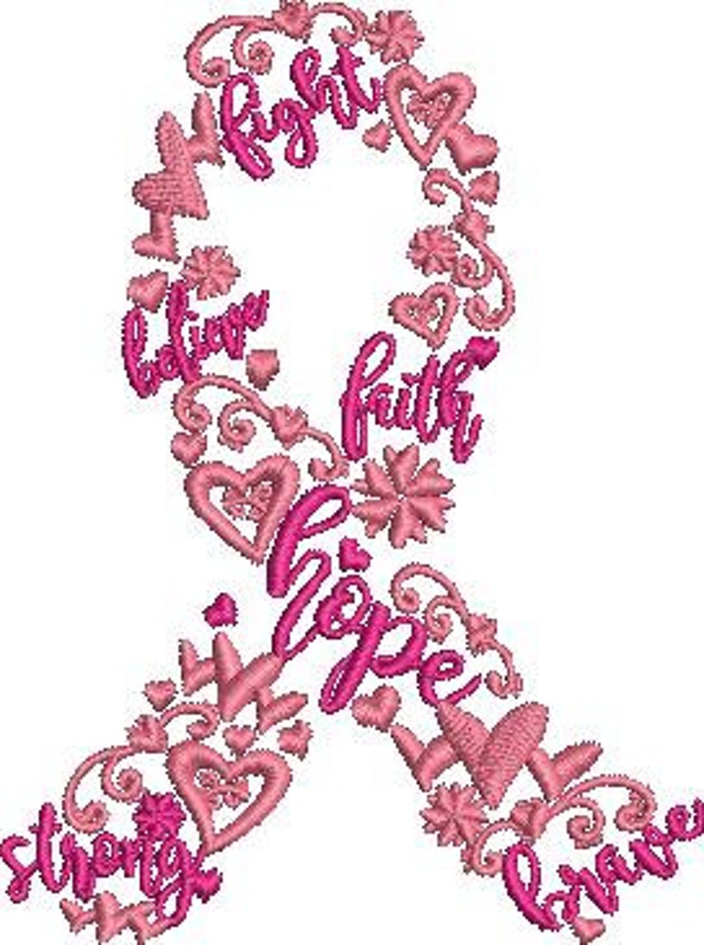 Cancer Ribbon Embroidery Design Cancer Sign Embroidery Design Breast ...