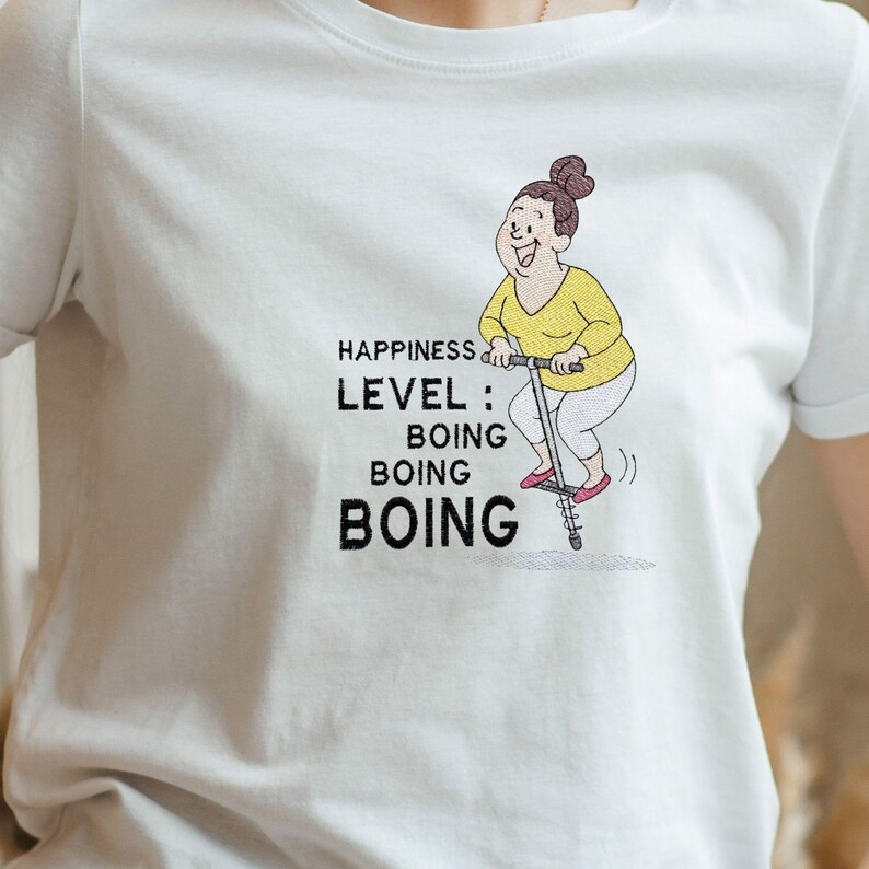 Happy Boing Lady Embroidery Design Funny Woman Fitness Machine ...