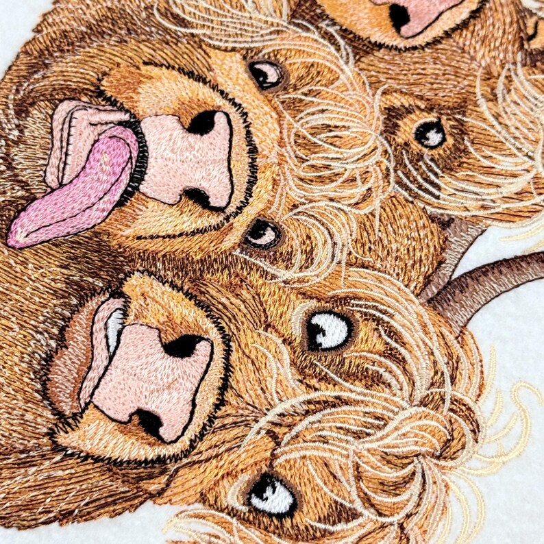 Crazy Highland Cow Family Embroidery Design Scottish Cow Embroidery ...