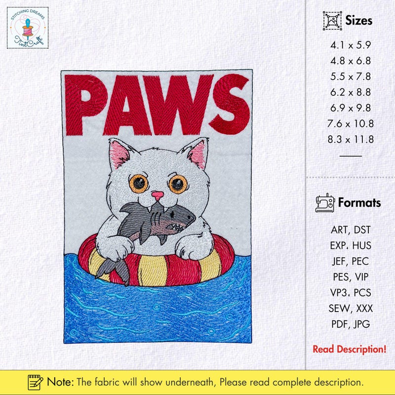 Jaws Embroidery - Etsy