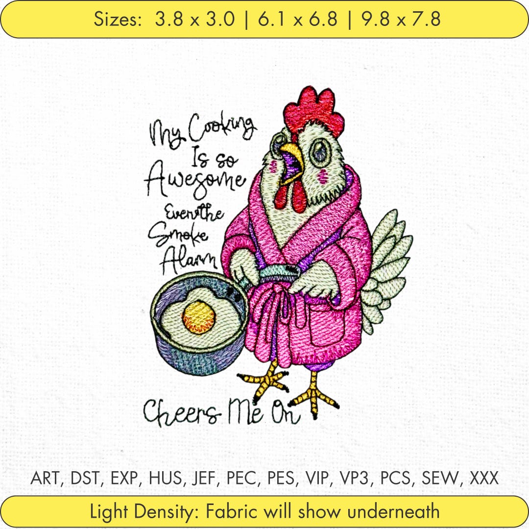 Funny Chicken Machine Embroidery Design Chicken Chef Embroidery Quirky ...