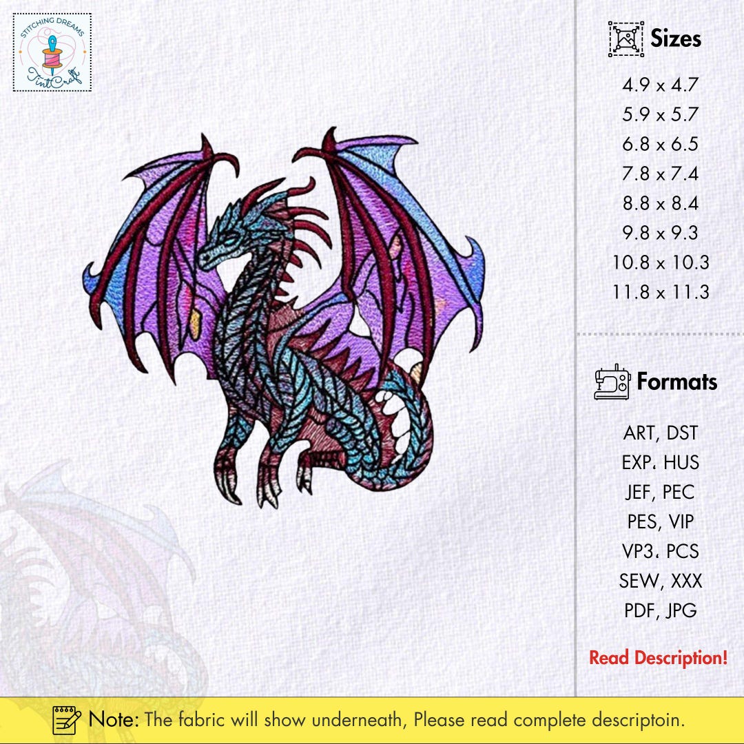 Dragon Machine Embroidery Design Regal Stained Glass Dragon Embroidery ...