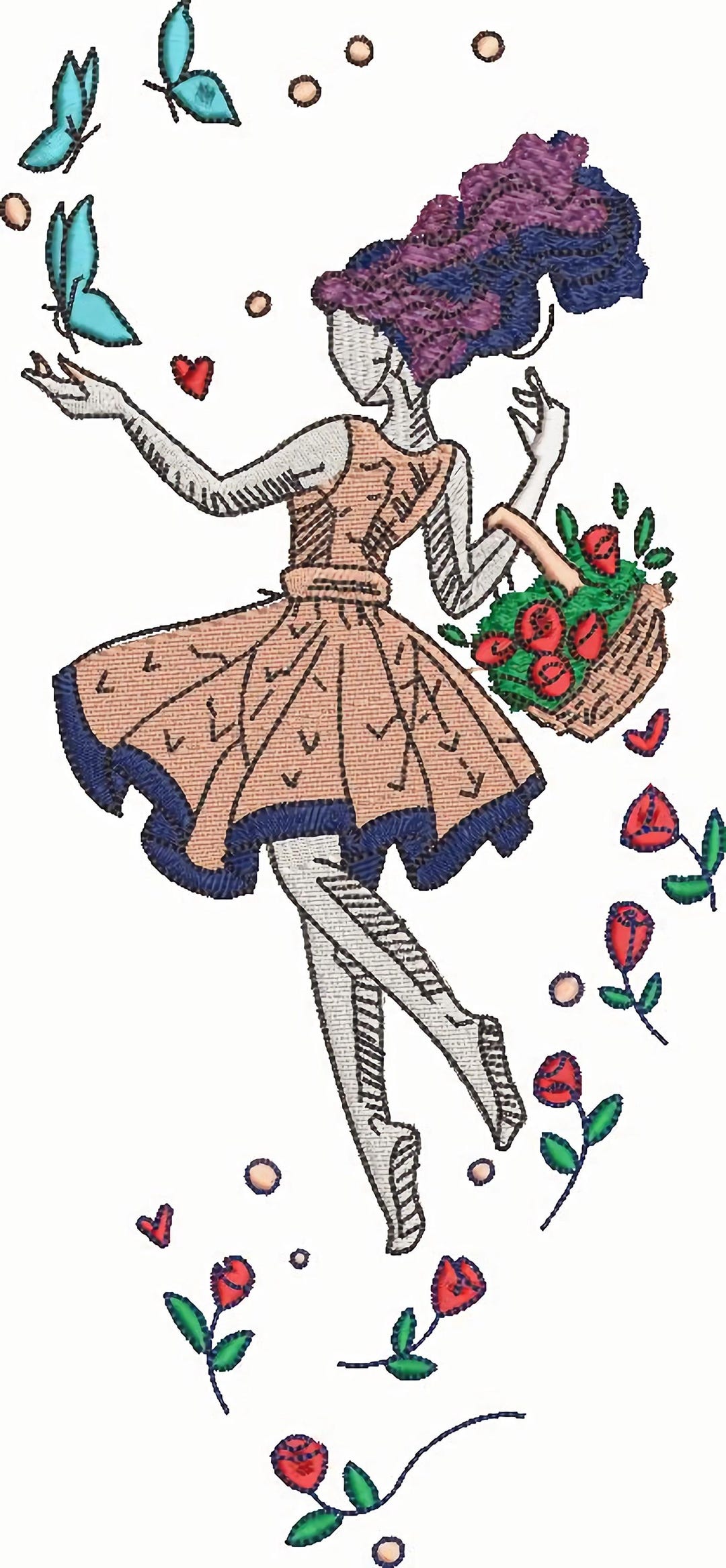 Girls Embroidery Designs Girl With Flowers Embroidery Patterns Flowers ...