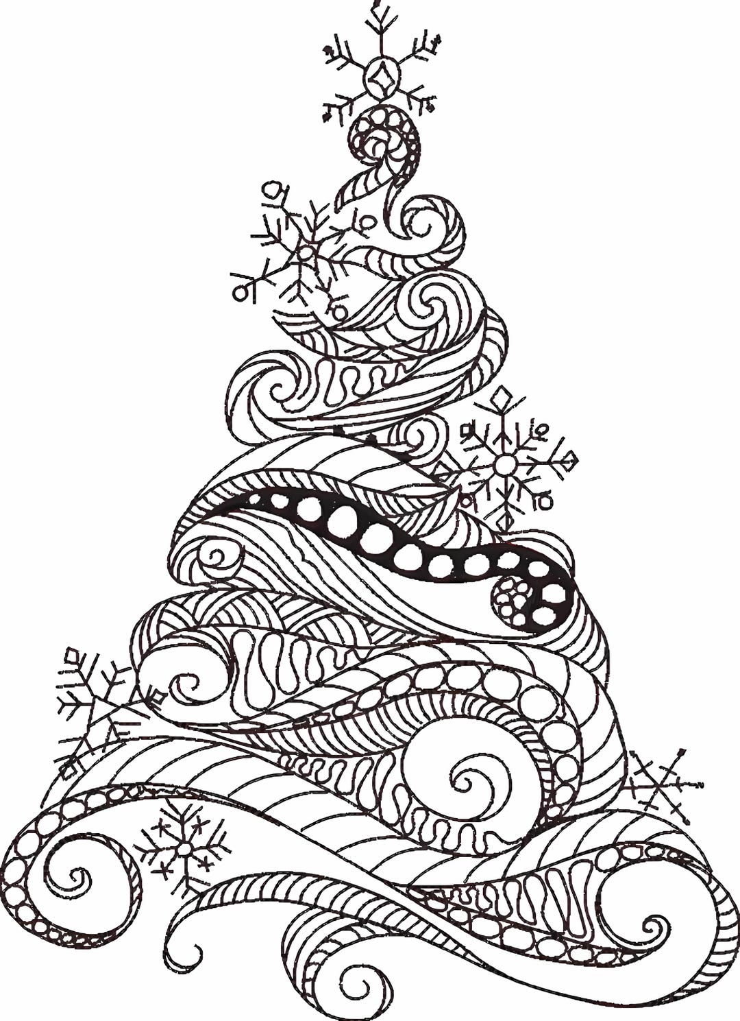 Zentangle Christmas Tree Embroidery Design Tree Embroidery Design ...