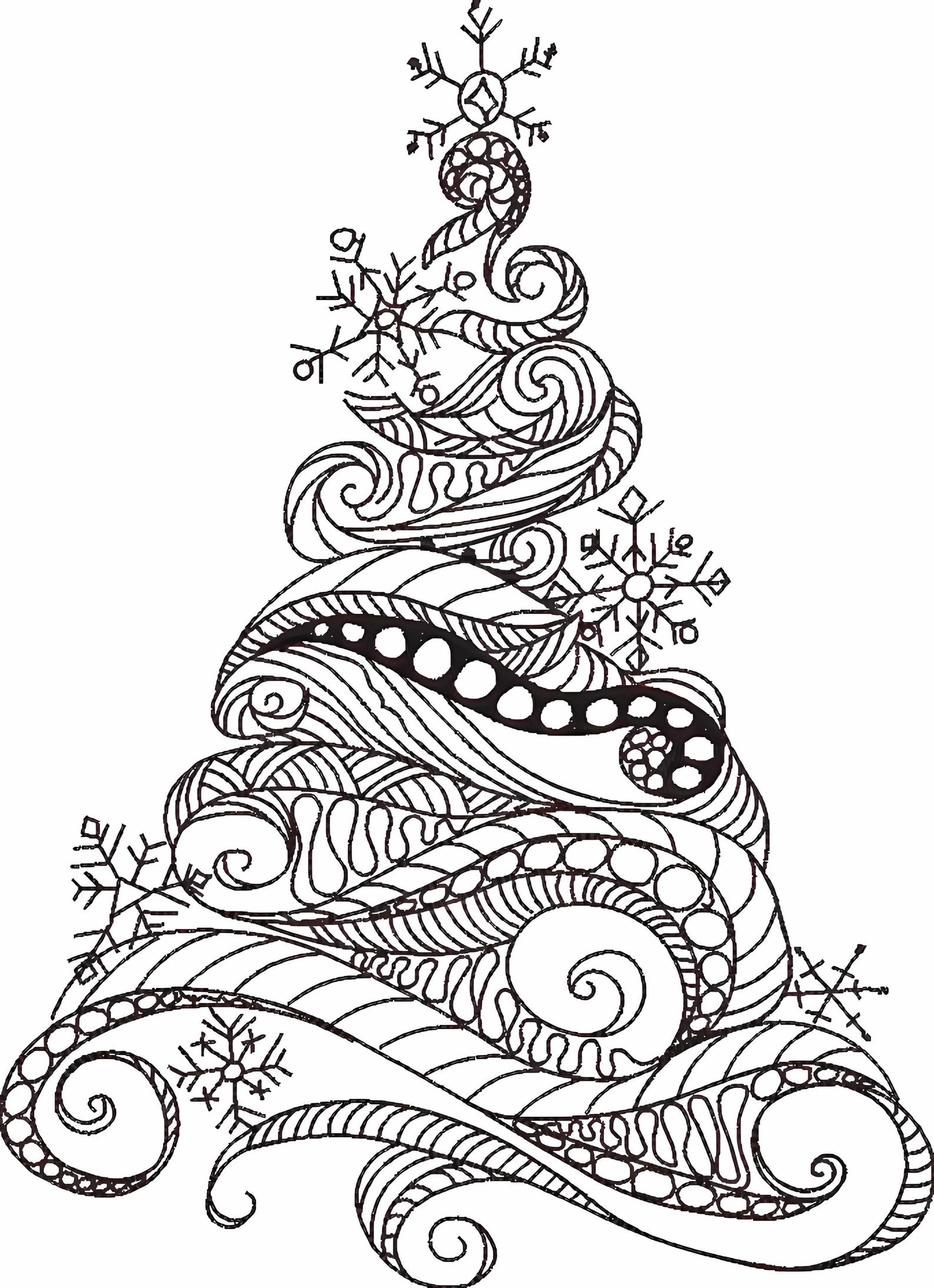 Zentangle Christmas Tree Embroidery Design Tree Embroidery Design ...