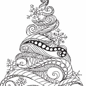 Zentangle Christmas Tree Embroidery Design Tree Embroidery Design ...