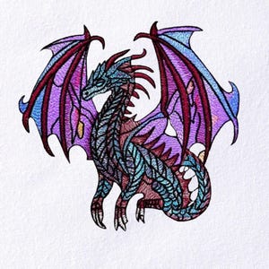 Dragon Machine Embroidery Design Regal Stained Glass Dragon Embroidery ...