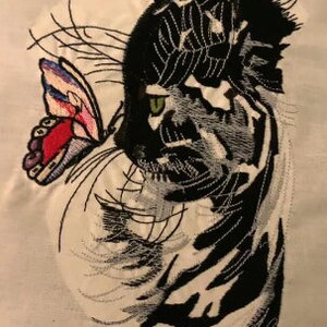 Cat Embroidery Pattern Cat Embroidery Designs Butterfly Cat Embroidery ...