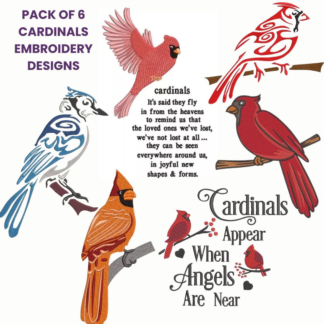 Cardinal Bird Machine Embroidery Design Red Cardinal Embroidery ...