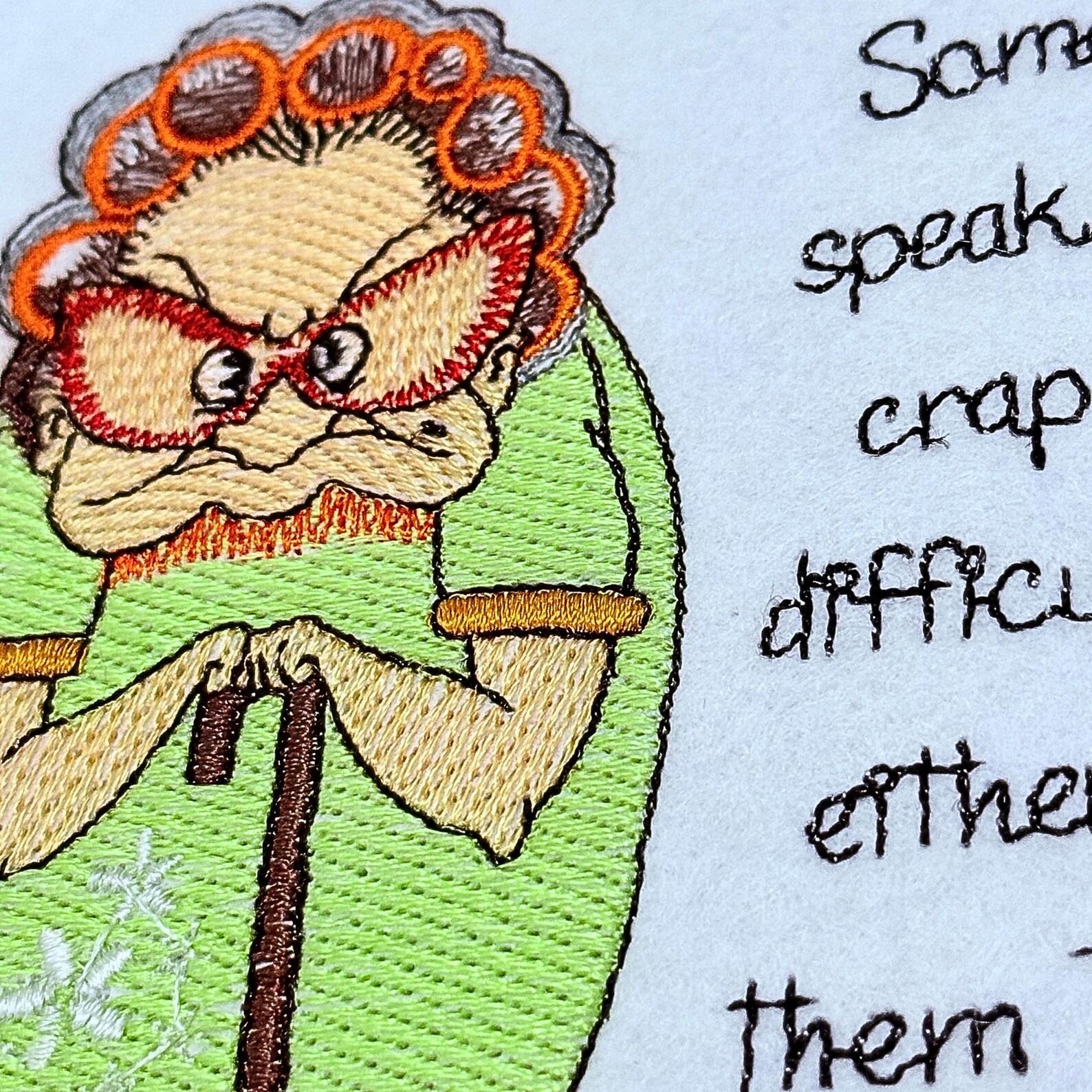 Old Lady Embroidery Designs Grumpy Lady Machine Embroidery Design Funny ...