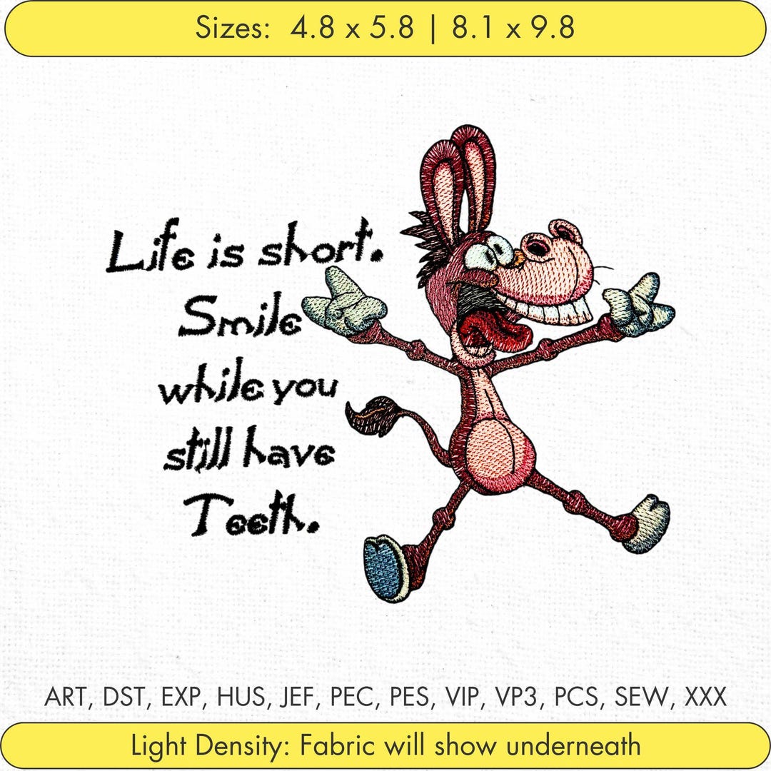 Donkey Embroidery Design Funny Quote Machine Embroidery Design Crazy ...