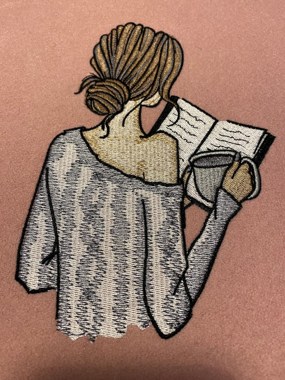 Girl Reading Book Machine Embroidery Design Readers Embroidery Design ...