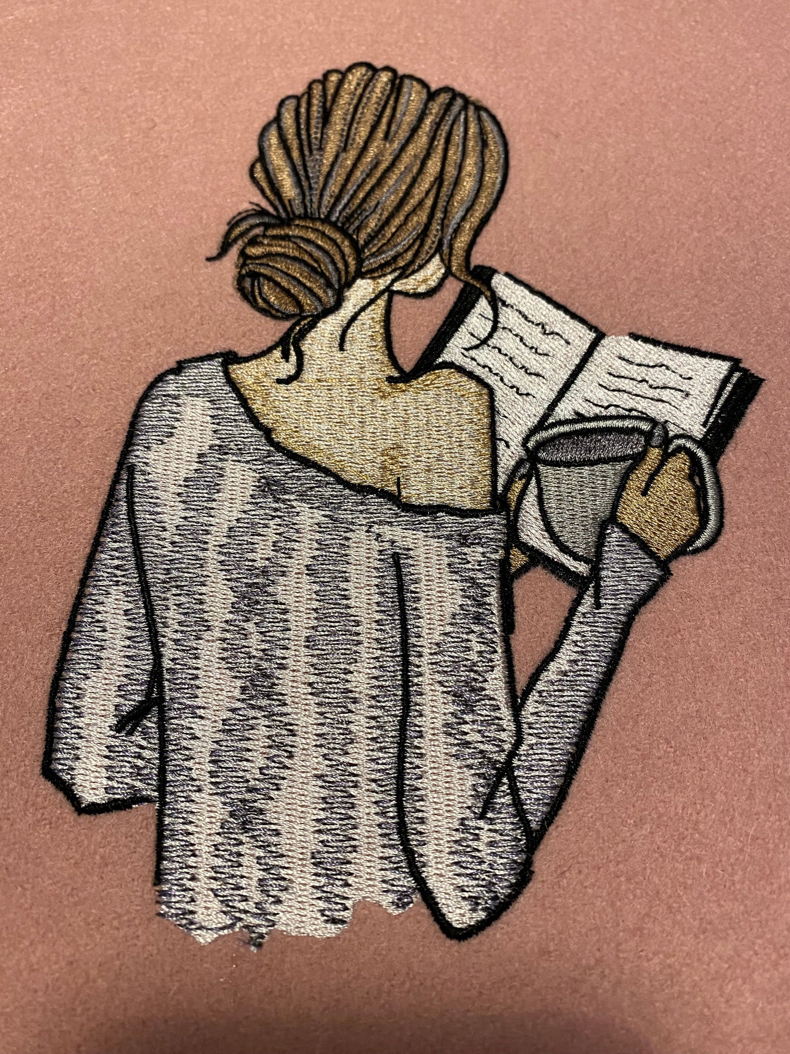 Girl Reading Book Machine Embroidery Design Readers Embroidery Design ...