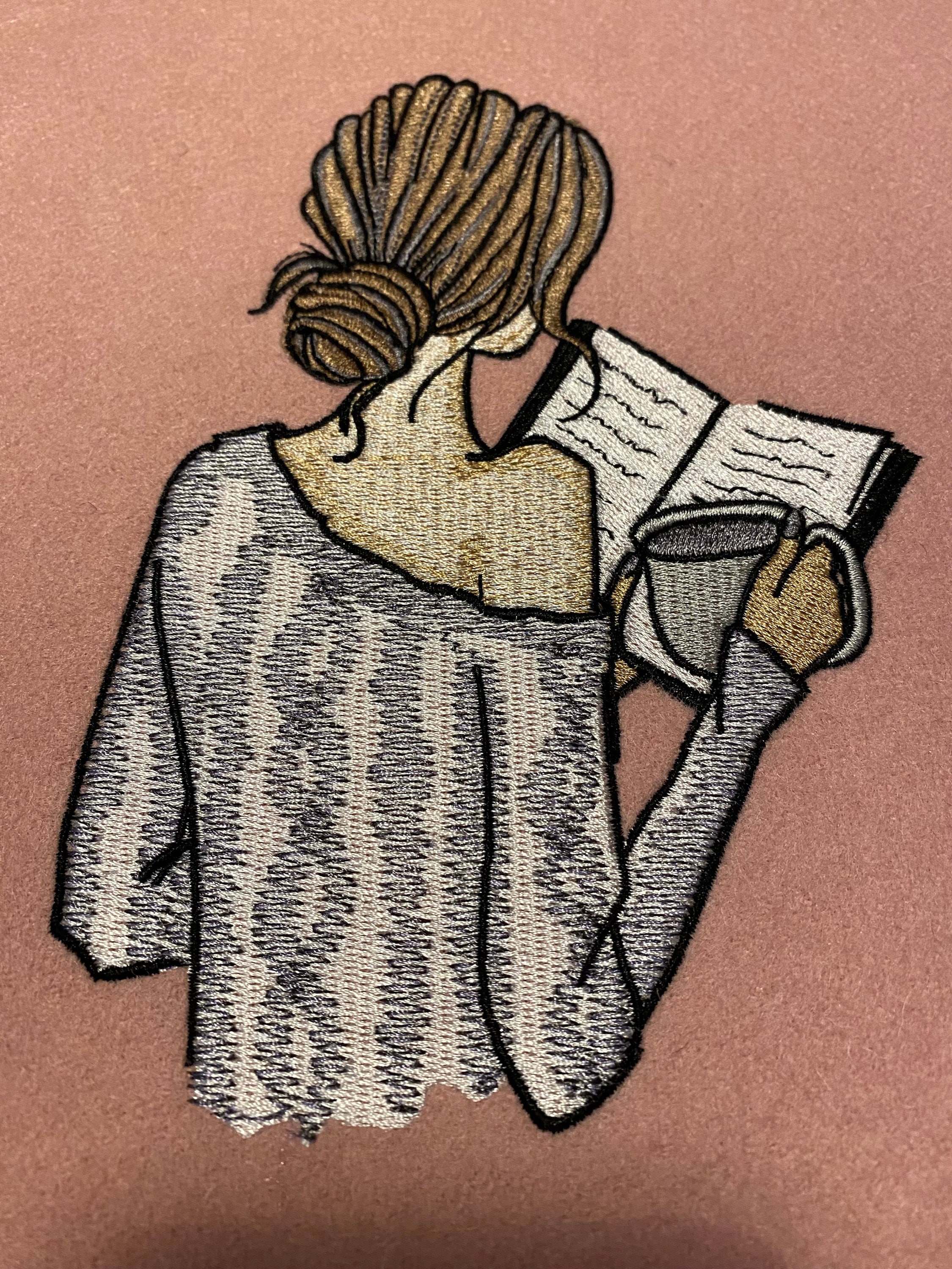 Girl Reading Book Machine Embroidery Design Readers Embroidery Design ...