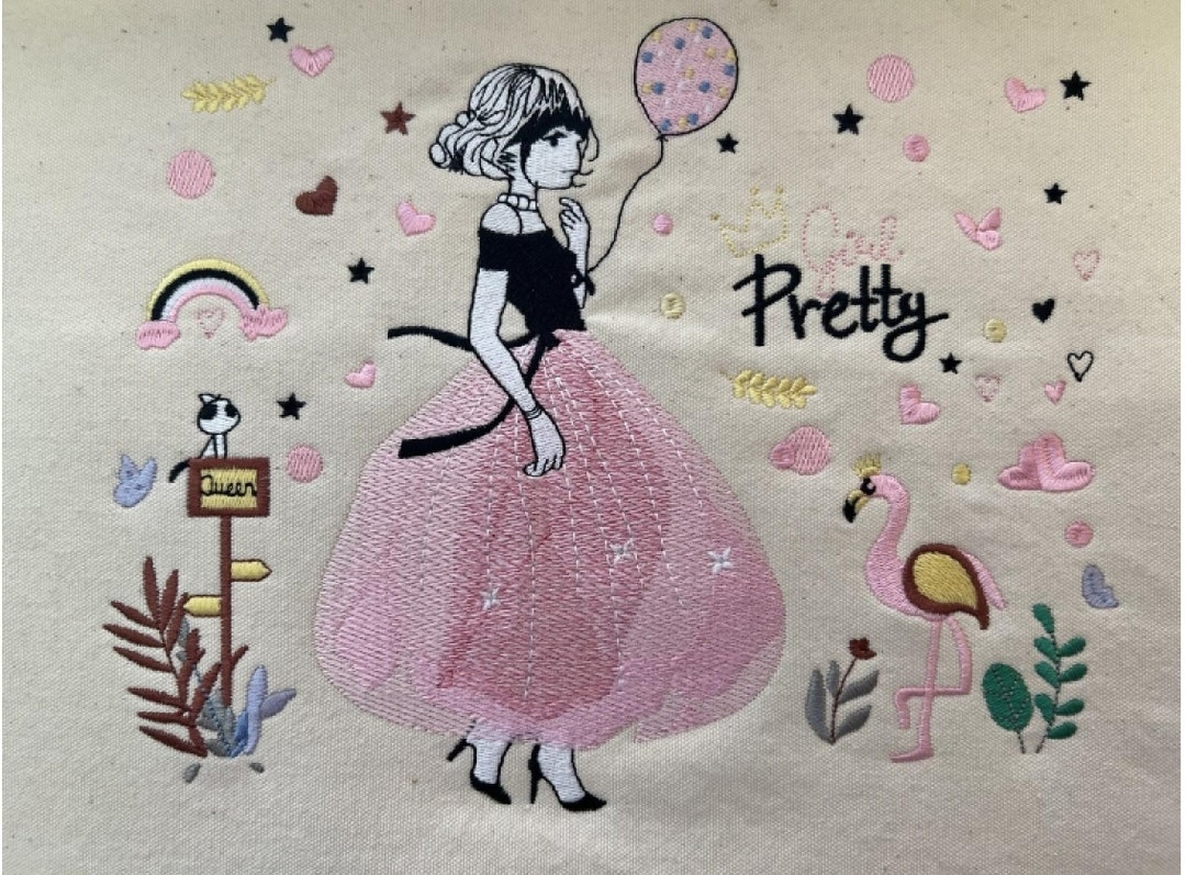 Girl Embroidery Design Pretty Girl Machine Embroidery Design Girl DST ...