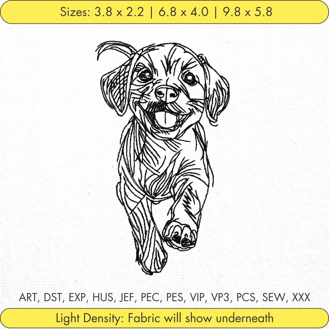 Dog Machine Embroidery Design Happy Dog Designs Dog Line Art Embroidery ...