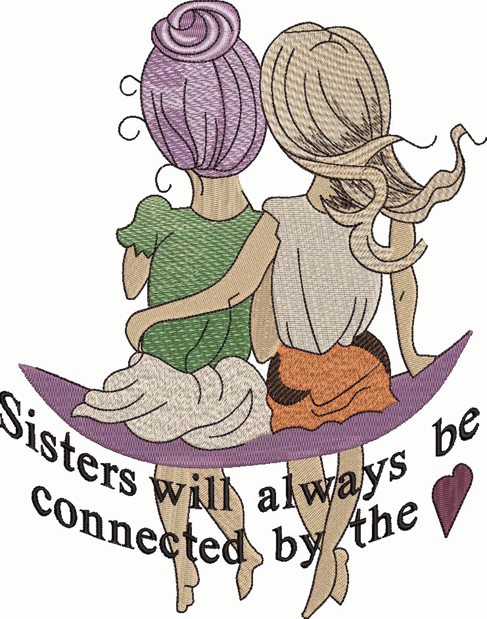 Sisters Love Embroidery Design Sisters Embroidery Designs Friends ...