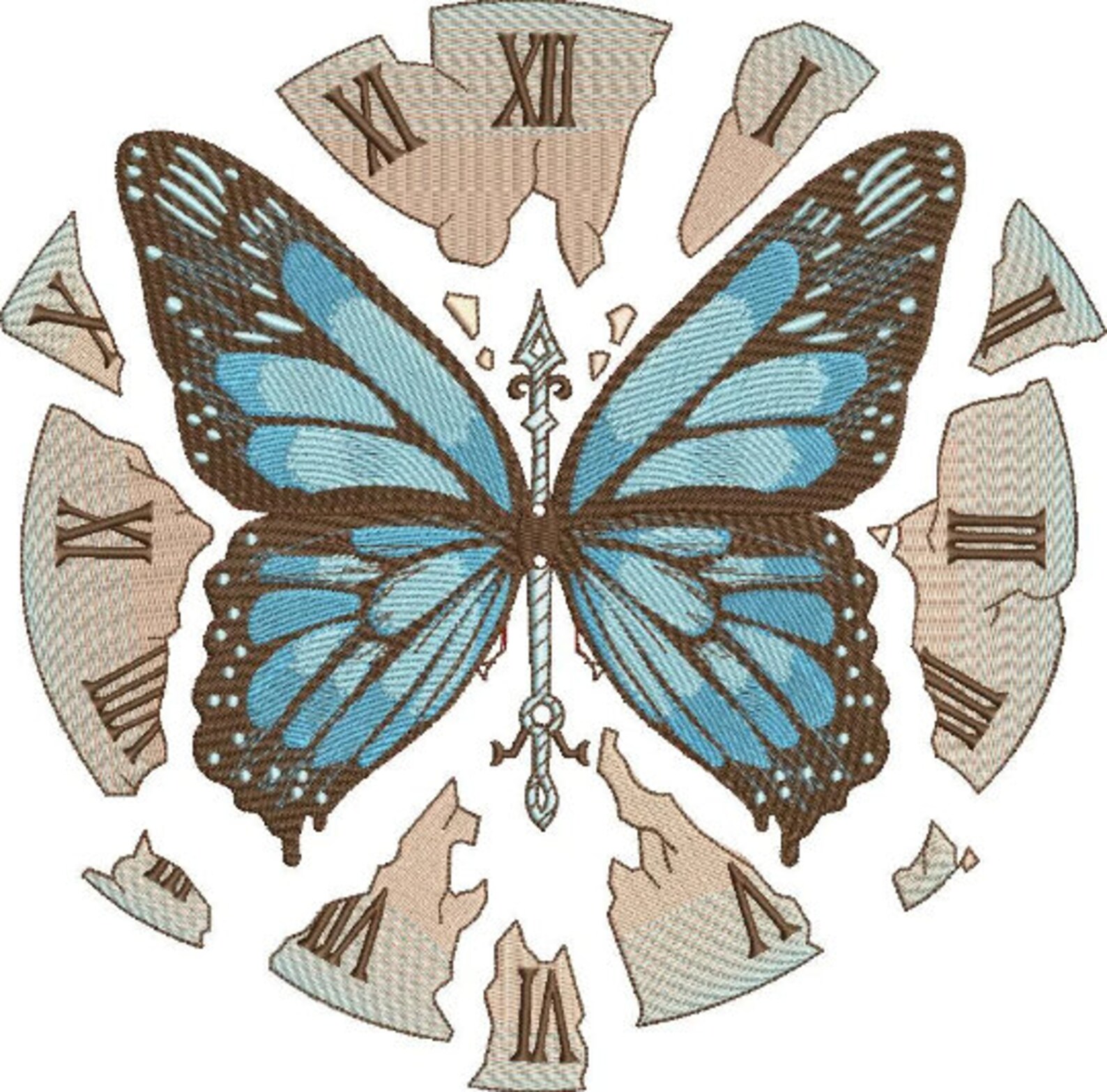 Clock Machine Embroidery Design Broken Clock Embroidery Design ...