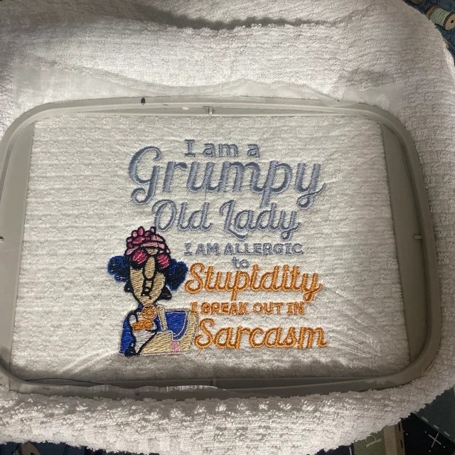 Old Lady Embroidery Design I Am A Grumpy Lady Machine - Etsy