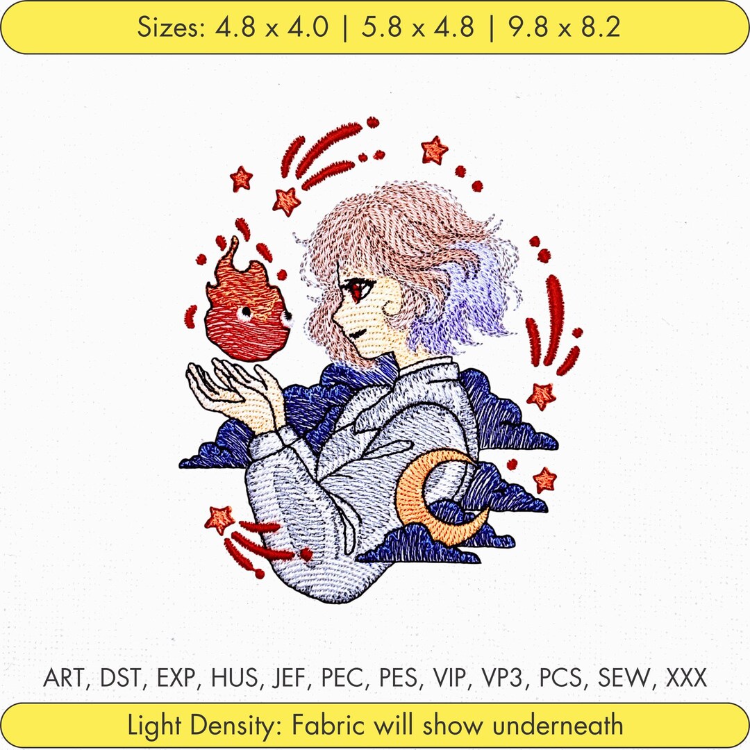Anime Character Machine Embroidery Design Studio Ghibli Character Howl ...