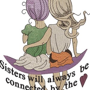 Sisters Love Embroidery Design Sisters Embroidery Designs Friends ...