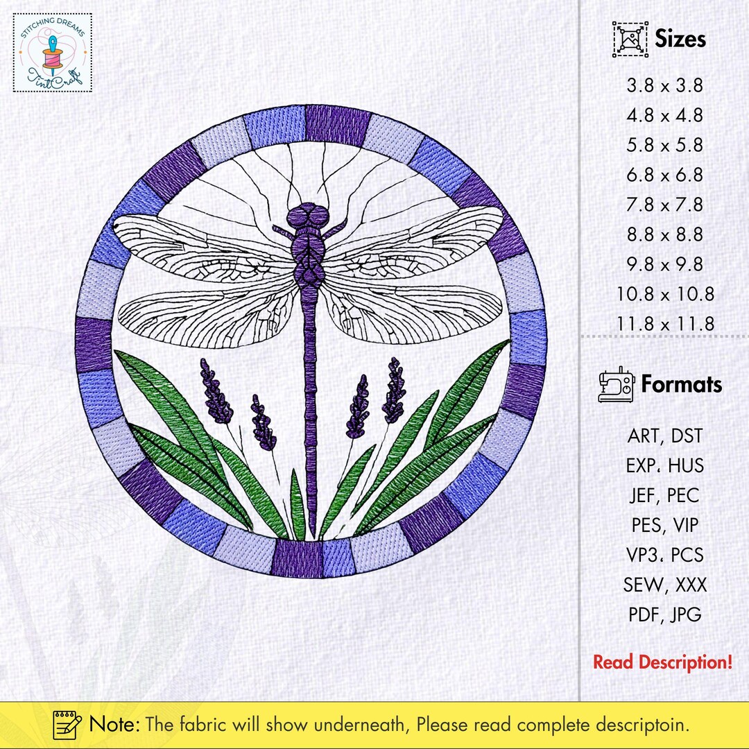 Dragonfly Machine Embroidery Design Dragonfly Stained Glass Embroidery ...
