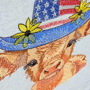 Patriotic Cow Embroidery Design Western Country Cow Machine Embroidery ...