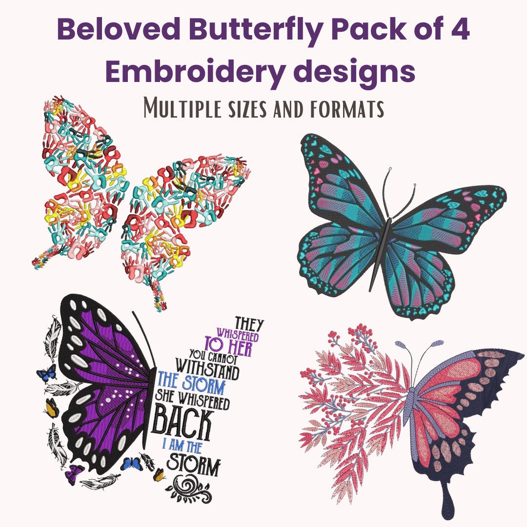Pack of Four Butterfly Machine Embroidery Design Swallowtail Butterfly ...
