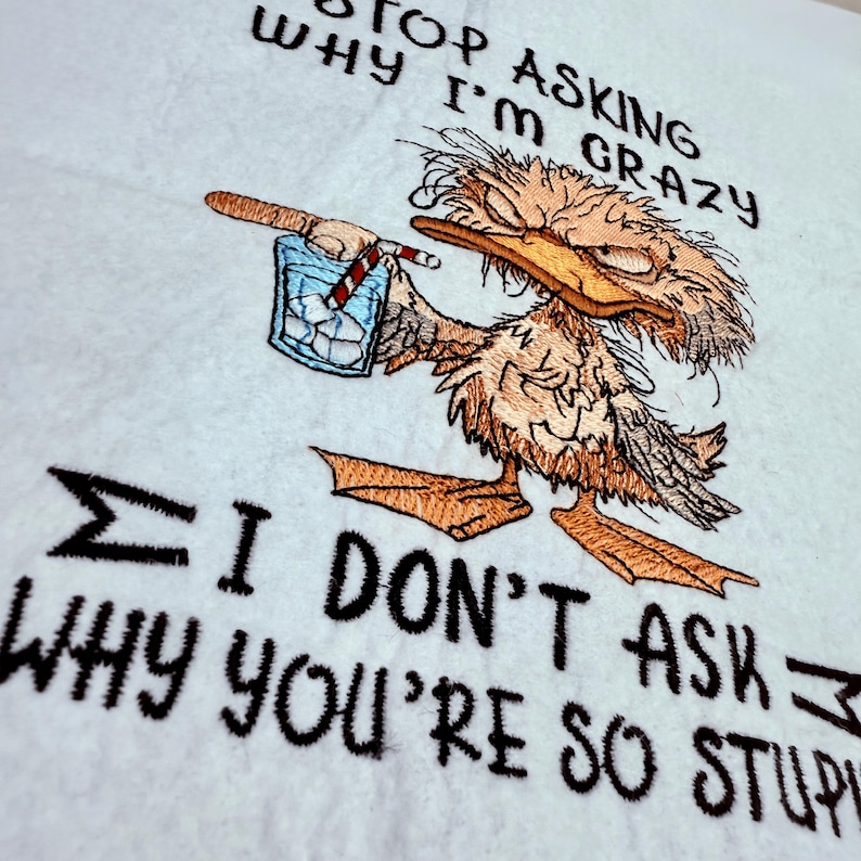 Sarcastic Duck Machine Embroidery Design Funny Embroidery Designs Adult ...