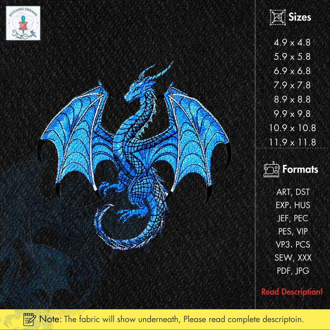 Dragon Machine Embroidery Design Moon Dragon Embroidery Pattern ...